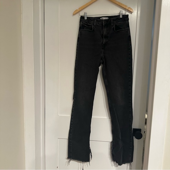 Zara | Jeans | Zara Split Hem Black Jeans | Poshmark
